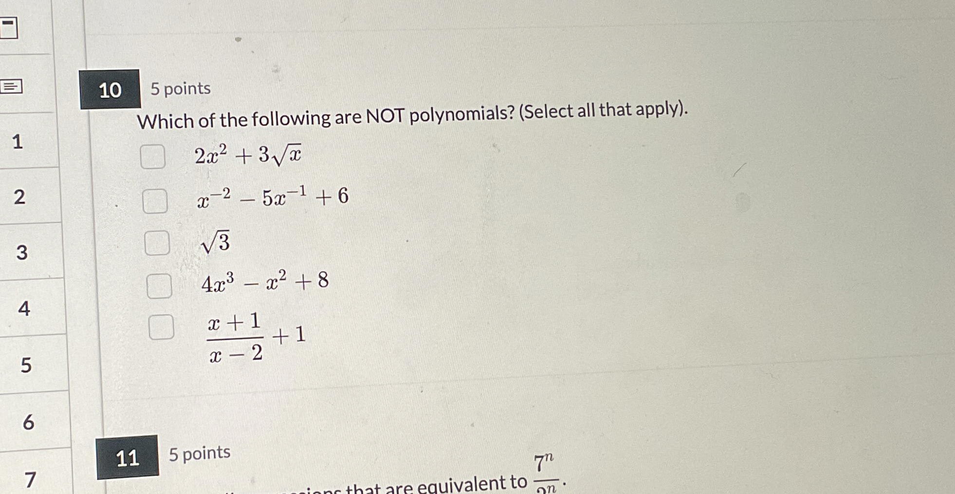 Solved 105 pointsWhich of the following are NOT | Chegg.com Solved 105 pointsWhich of the following are NOT | Chegg.com