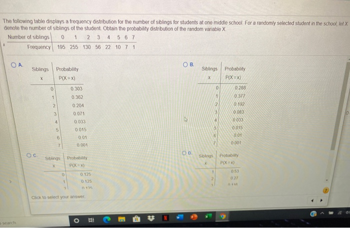 Solved The following table displays a frequency distribution | Chegg.com