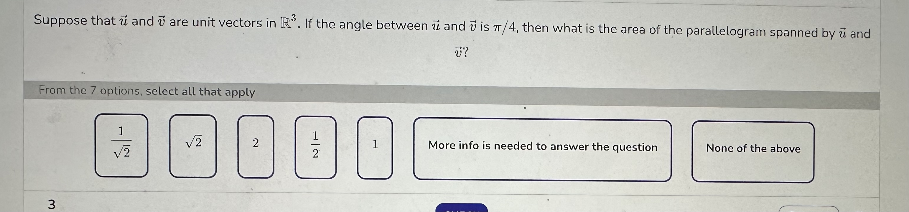 Solved Suppose that vec(u) ﻿and vec(v) ﻿are unit vectors in | Chegg.com