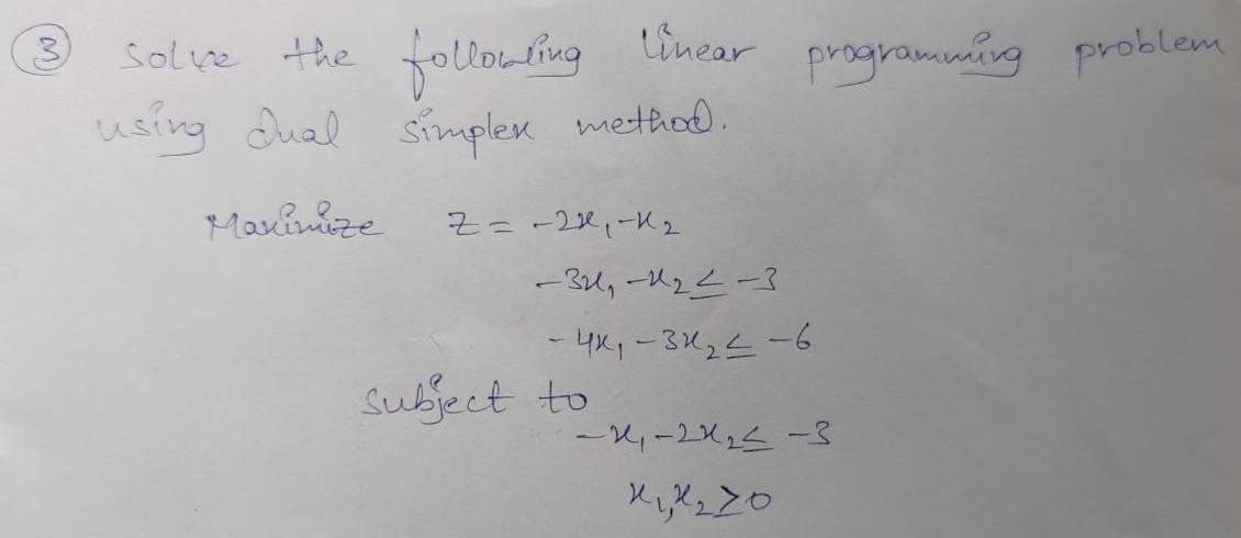 Solved (3) Solve the following linear programming problem | Chegg.com
