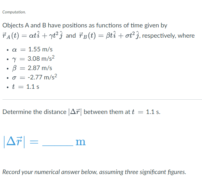 Solved Computation.Objects A and B ﻿have positions as | Chegg.com
