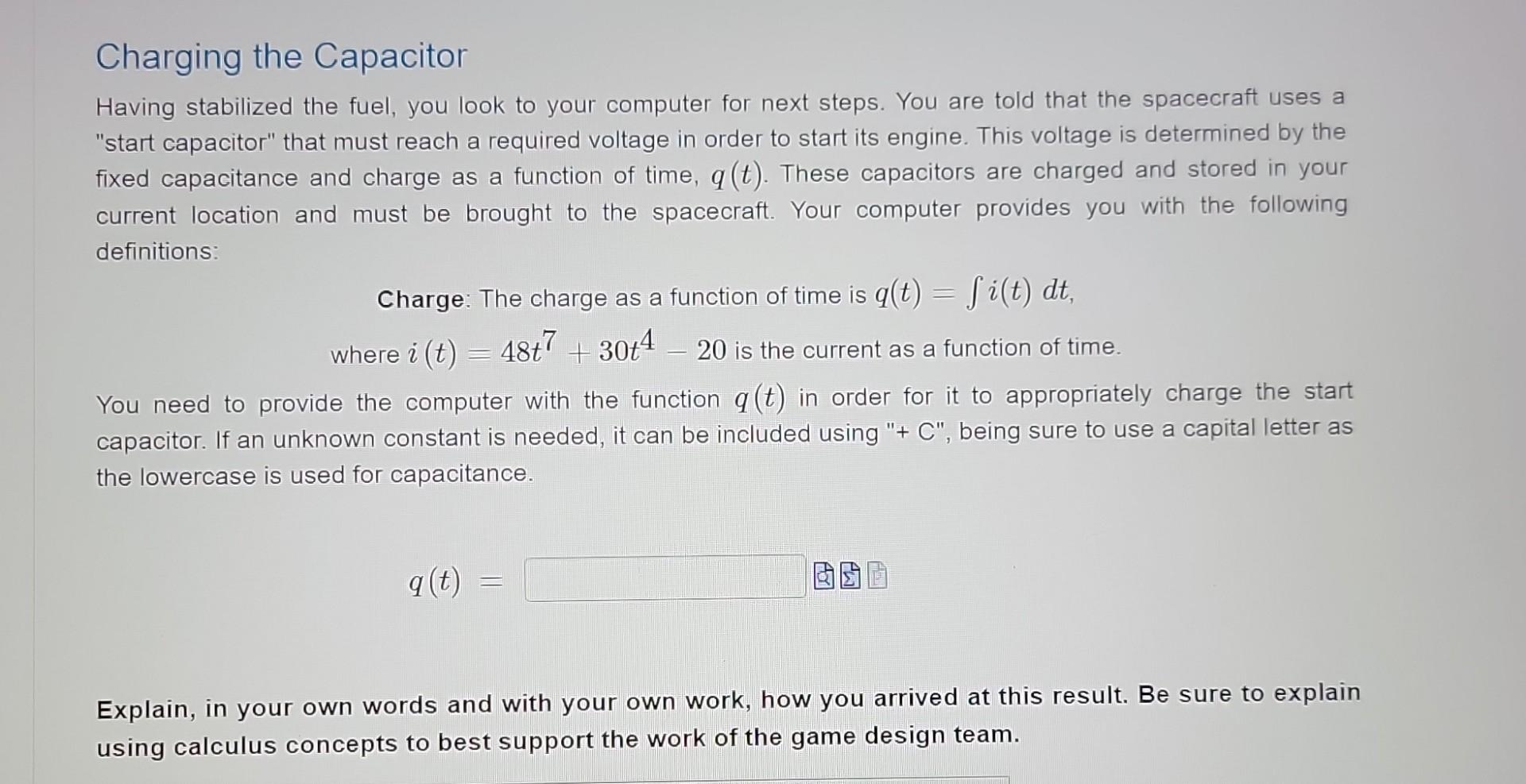 Solved Charging the Capacitor Having stabilized the fuel, | Chegg.com