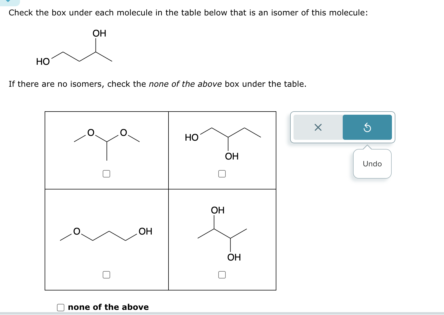 Solved Check the box under each molecule in the table below | Chegg.com