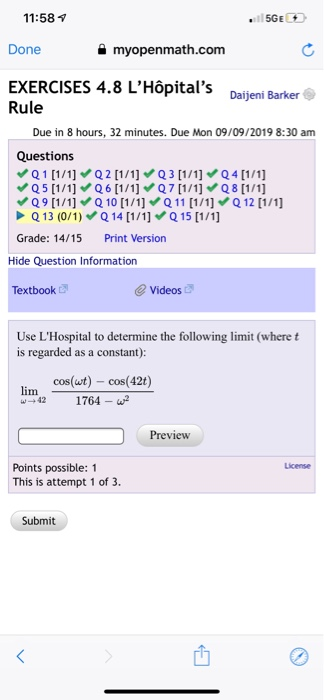 Solved 11:587 ..5GED Done myopenmath.com EXERCISES 4.8 | Chegg.com