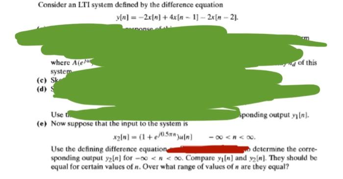 Solved Consider an LTI system defined by the difference | Chegg.com