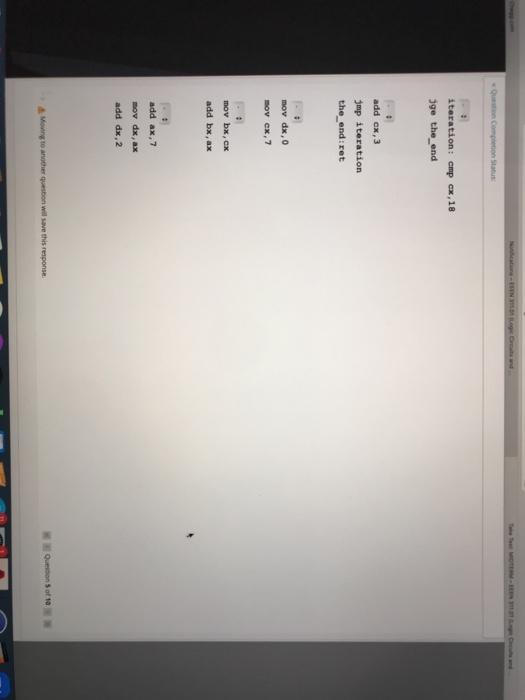 Solved Questions 10 points Please order the assembly codes | Chegg.com