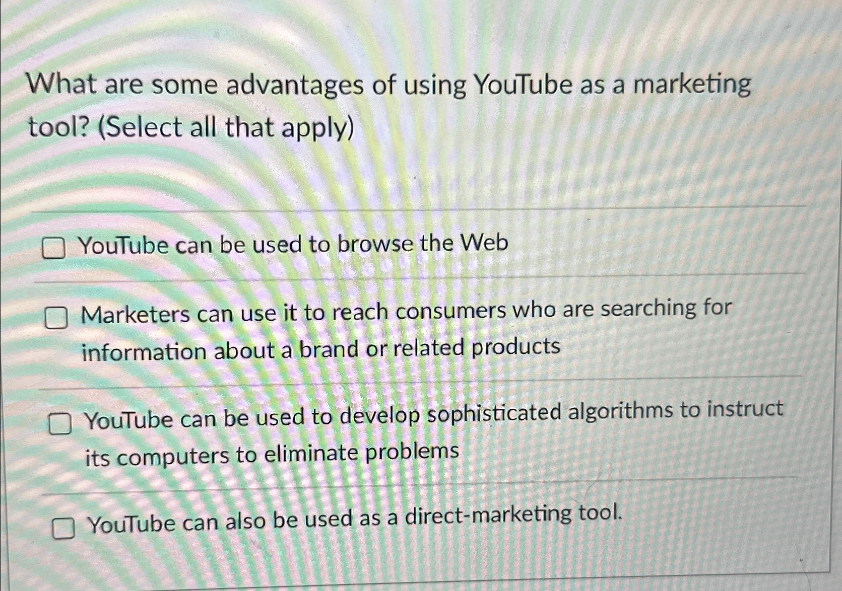 Solved What are some advantages of using YouTube as a | Chegg.com