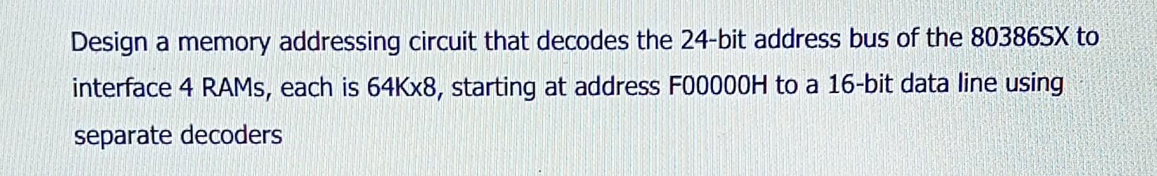Solved Design A Memory Addressing Circuit That Decodes The