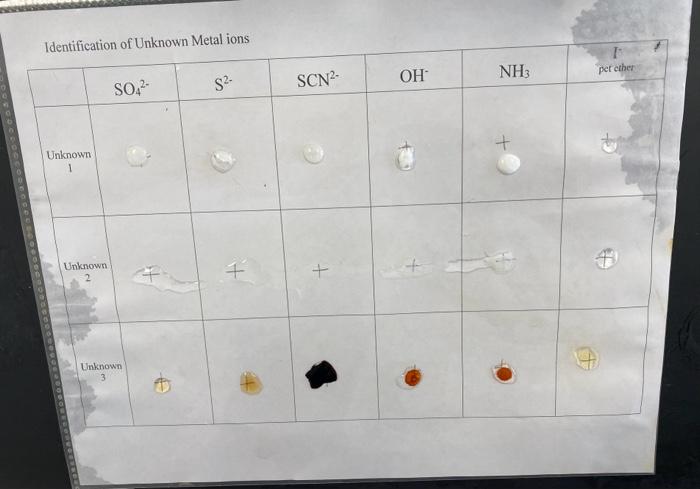 Solved Identification of Unknown Metal ions Post-Lab Report | Chegg.com