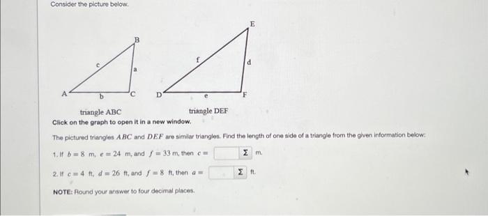 Solved Consider the picture below. triangle ABC trangle DEr | Chegg.com