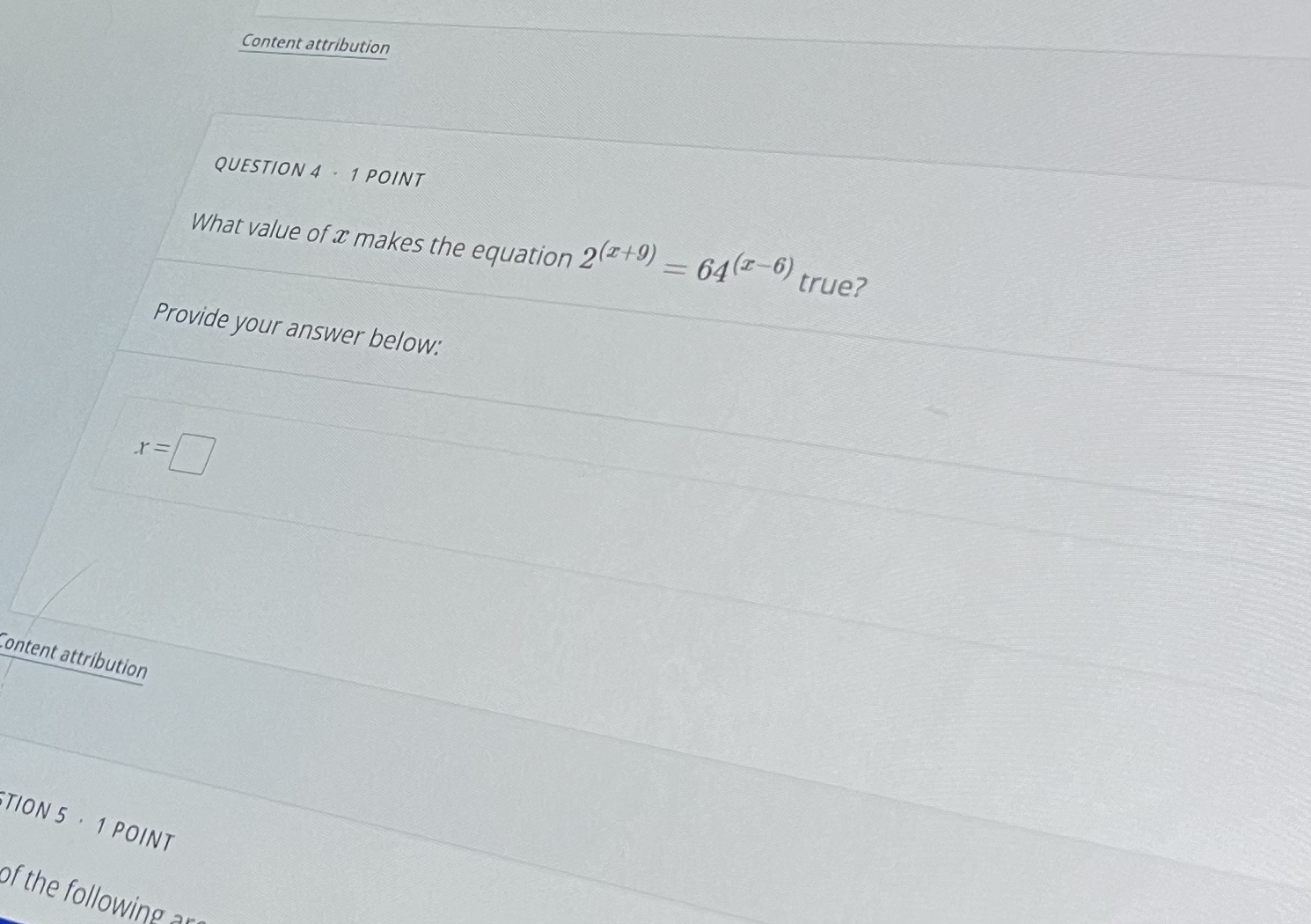 Solved Content attributionQUESTION 4 - 1 POINTWhat value of | Chegg.com Solved Content attributionQUESTION 4 - 1 POINTWhat value of | Chegg.com