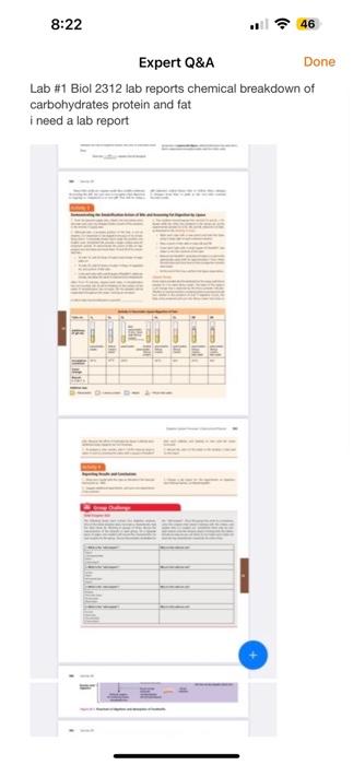 Lab #1 Biol 2312 lab reports chemical breakdown of | Chegg.com