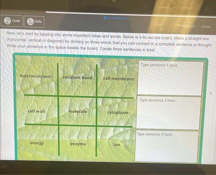 Solved Make 3 tic tac toe lines and and make a sentences | Chegg.com