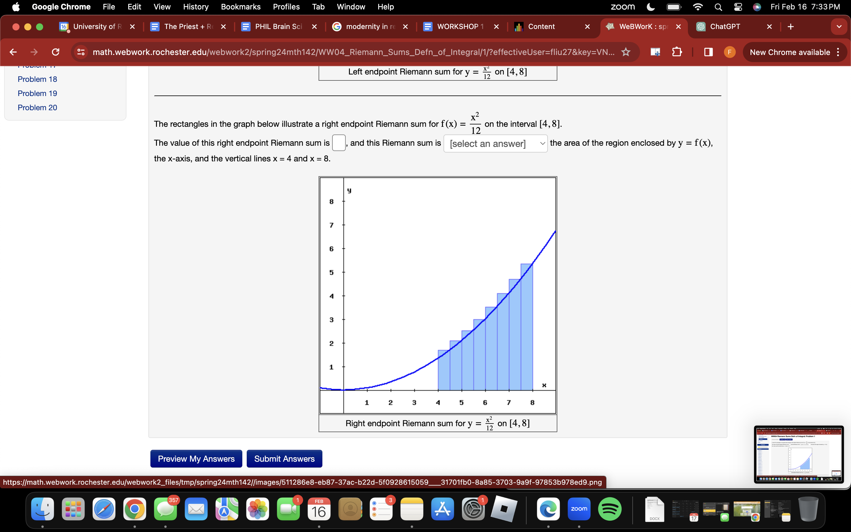 Solved Problem 18Problem 19Problem 20 ﻿Left endpoint Riemann | Chegg.com