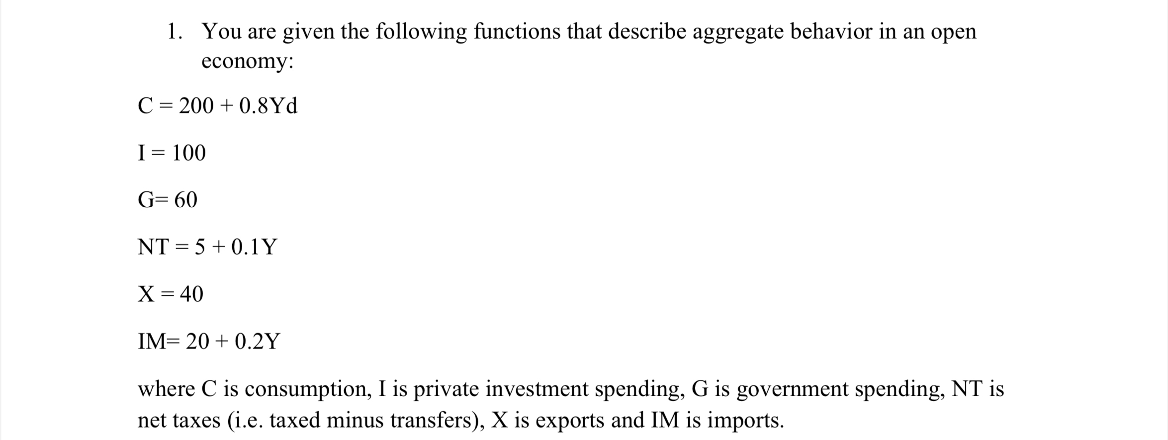 Solved Find the equilibrium level of national income using | Chegg.com