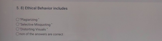 Solved Ethical Behavior includesPlagiarizing "Selective | Chegg.com