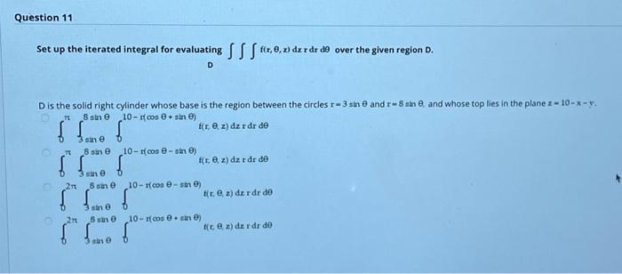 Solved Set up the iterated integral for evaluating | Chegg.com