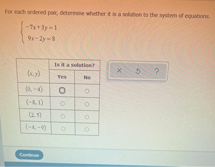 Solved For each ordered pair, determine whether it is a | Chegg.com