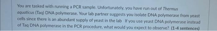 Solved You are tasked with running a PCR sample. | Chegg.com
