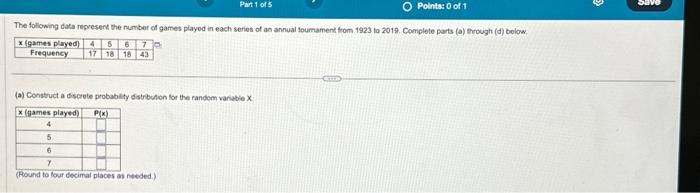 Solved (a) Construct a discrete probablity distribution for | Chegg.com