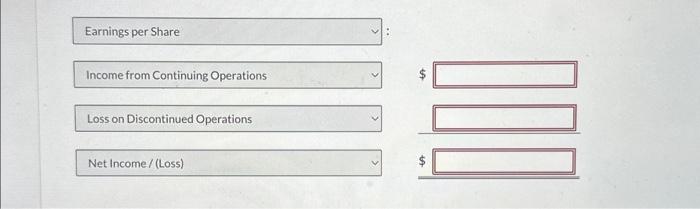 Solved Earnings per Share Income from Continuing | Chegg.com