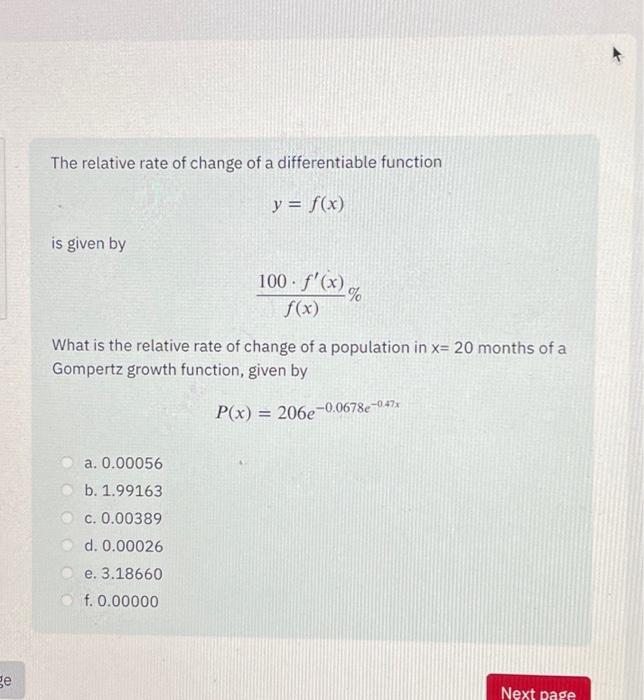 Solved The relative rate of change of a differentiable | Chegg.com