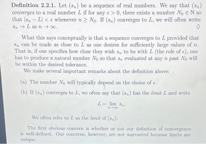 Solved Use Definition 2.2.1 to show that the following | Chegg.com