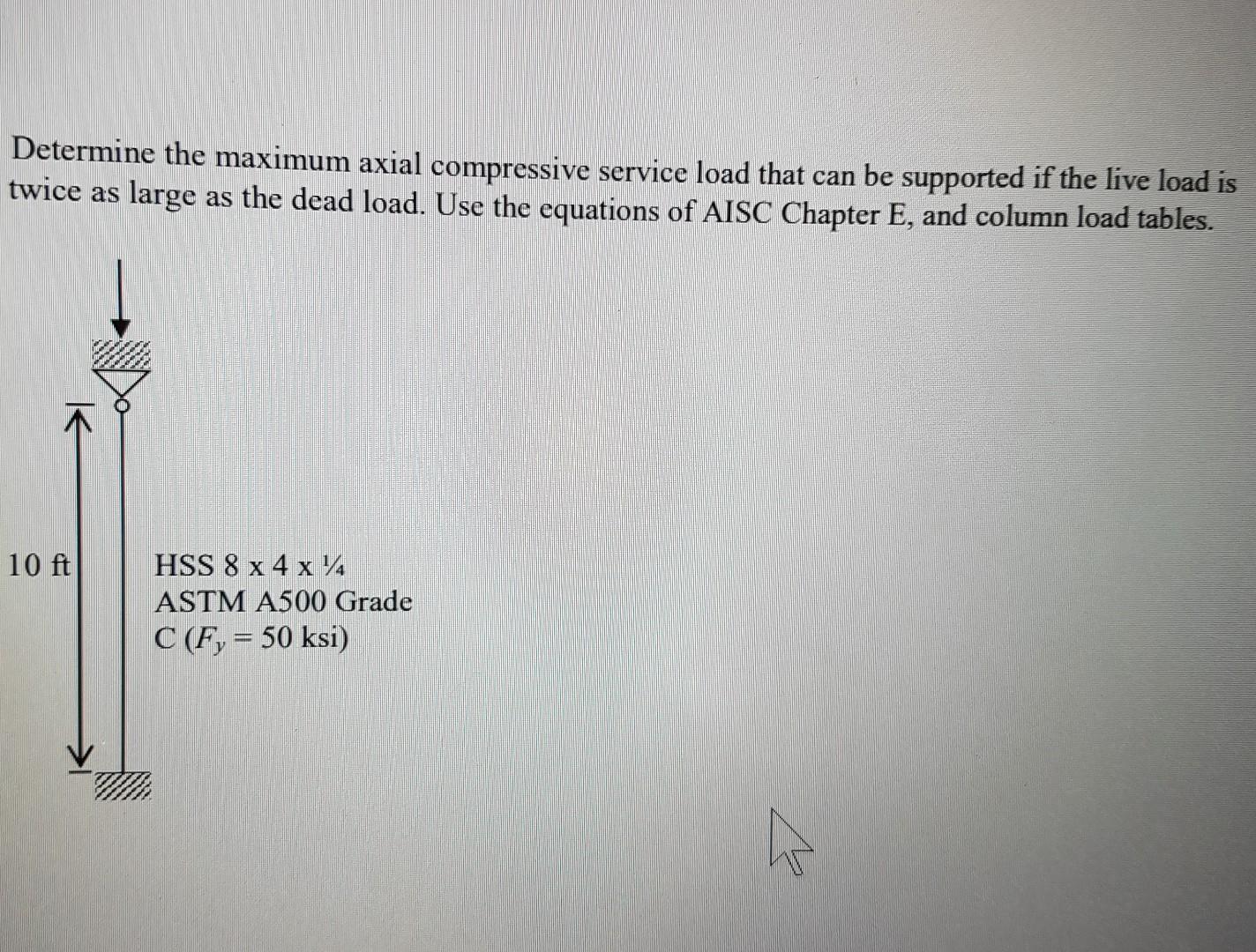 Solved Determine the maximum axial compressive service load | Chegg.com
