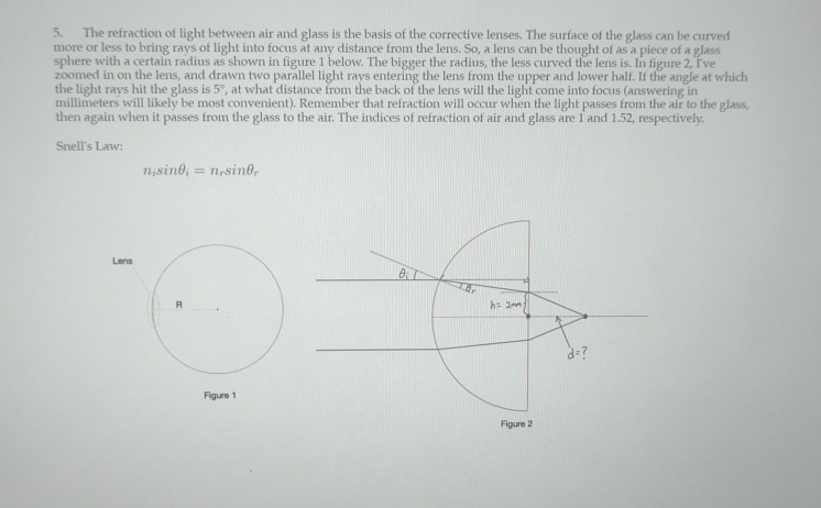 Solved The refraction of light between air and glass is the | Chegg.com