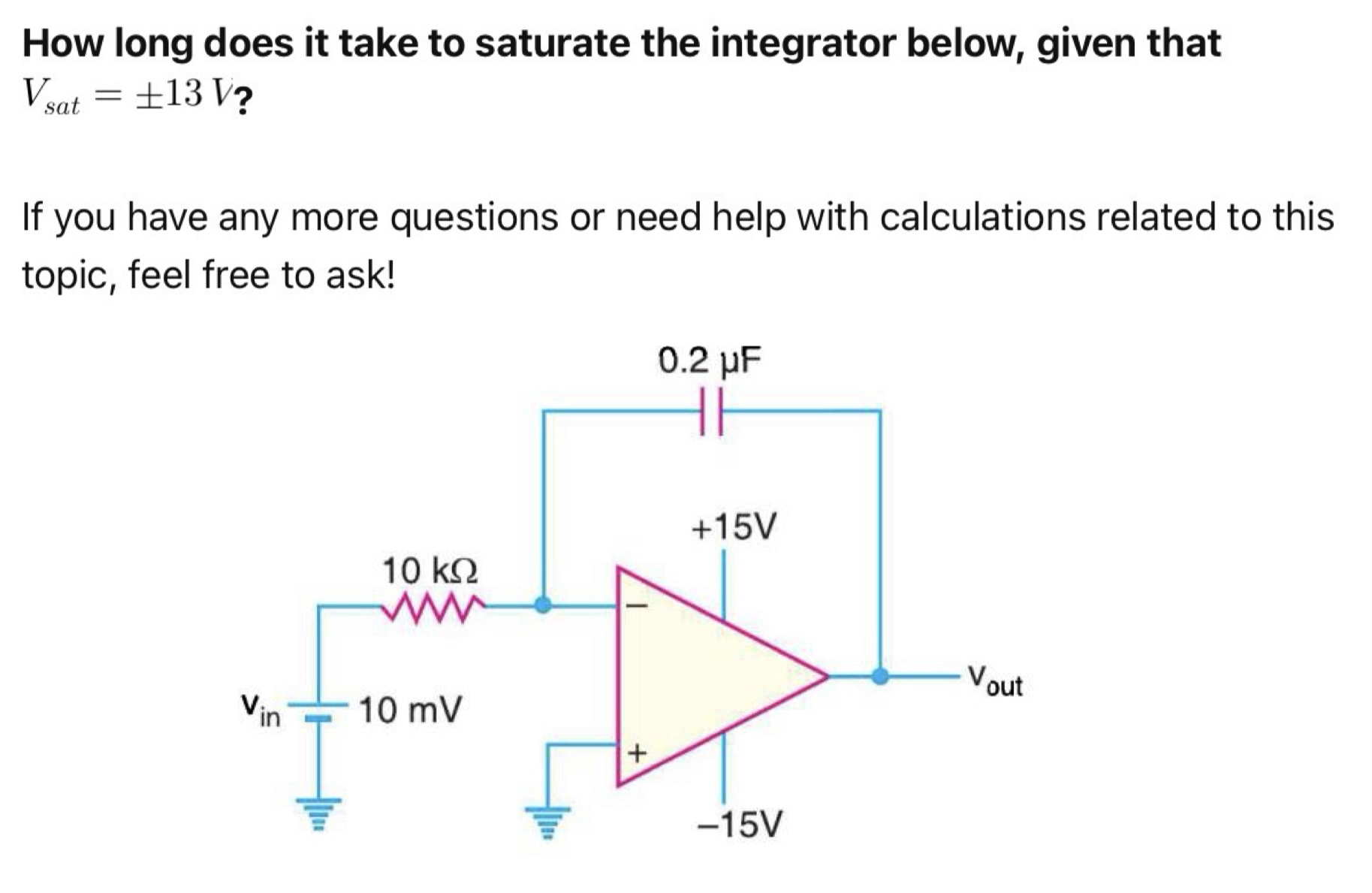 Solved How long does it take to saturate the integrator | Chegg.com