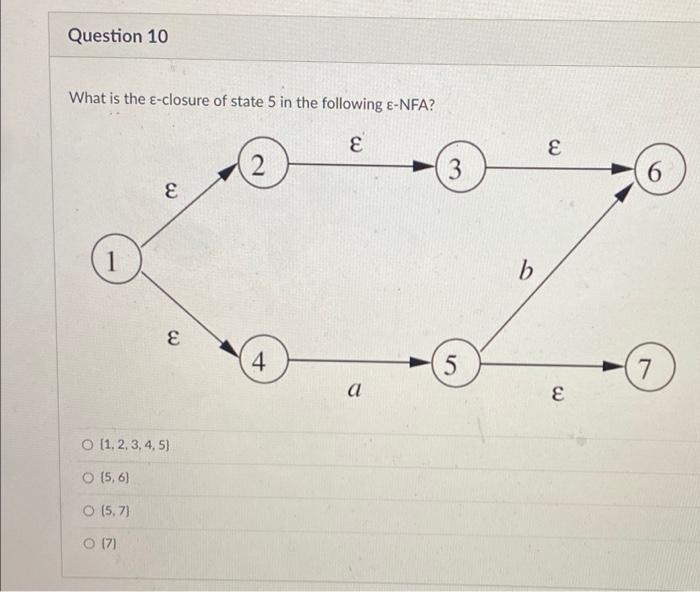 Solved What is the ε-closure of state 5 in the following | Chegg.com