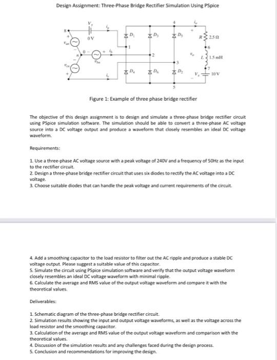 Solved Design Assignment: Three.Phase Bridge Rectifier | Chegg.com
