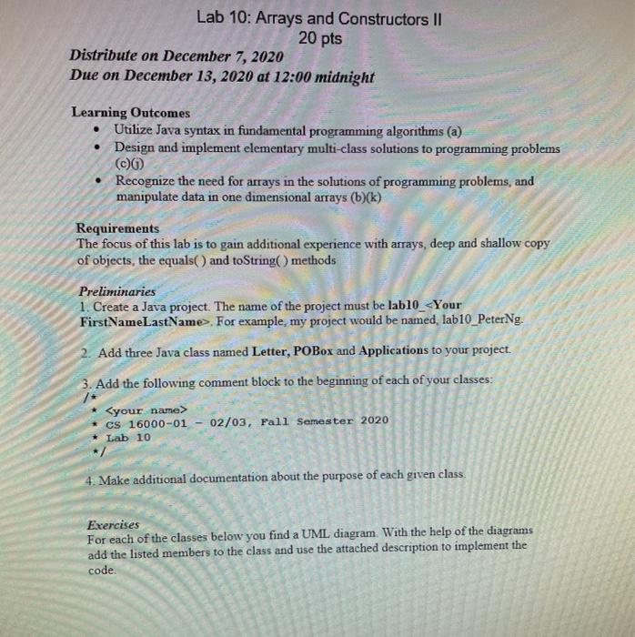 Solved Lab 10: Arrays and Constructors II 20 pts Distribute | Chegg.com