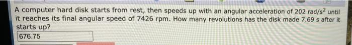 Solved A computer hard disk starts from rest, then speeds up | Chegg.com