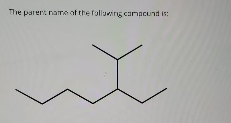 Solved The parent name of the following compound is: | Chegg.com