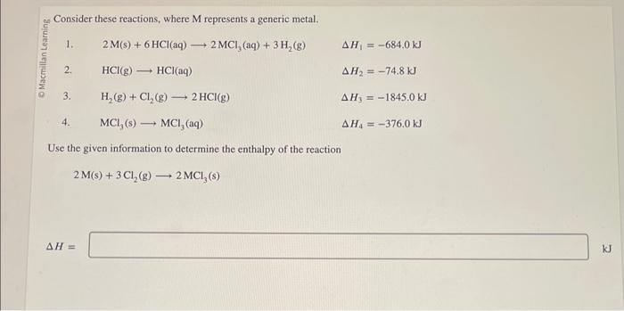 Solved Consider these reactions, where M represents a | Chegg.com