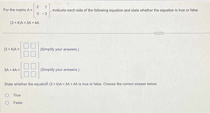 Solved For the matrix A=[231−3], evaluate each side of the | Chegg.com