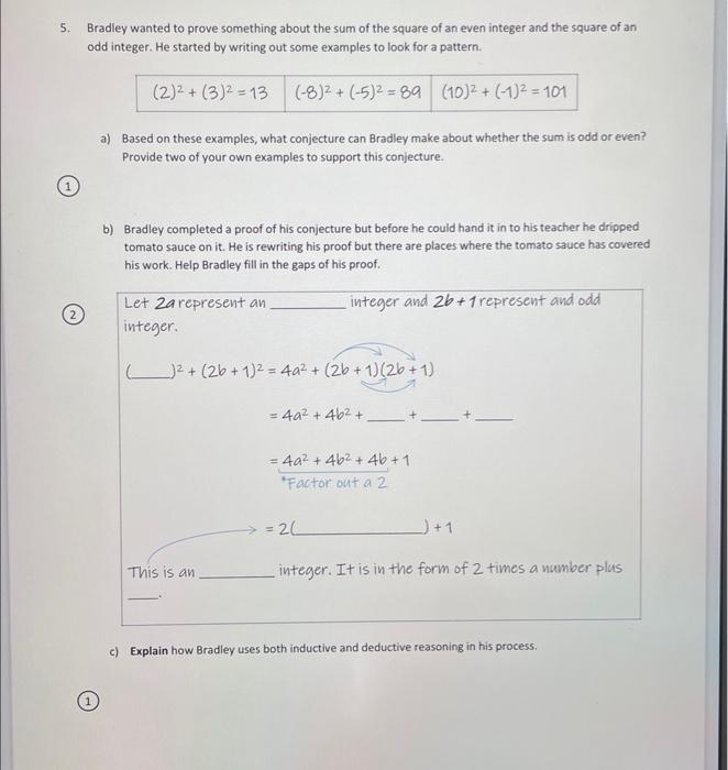 Solved Bradley wanted to prove something about the sum of | Chegg.com