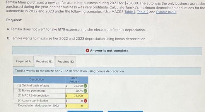 Solved Tamika Meer purchased a new car for use in her | Chegg.com