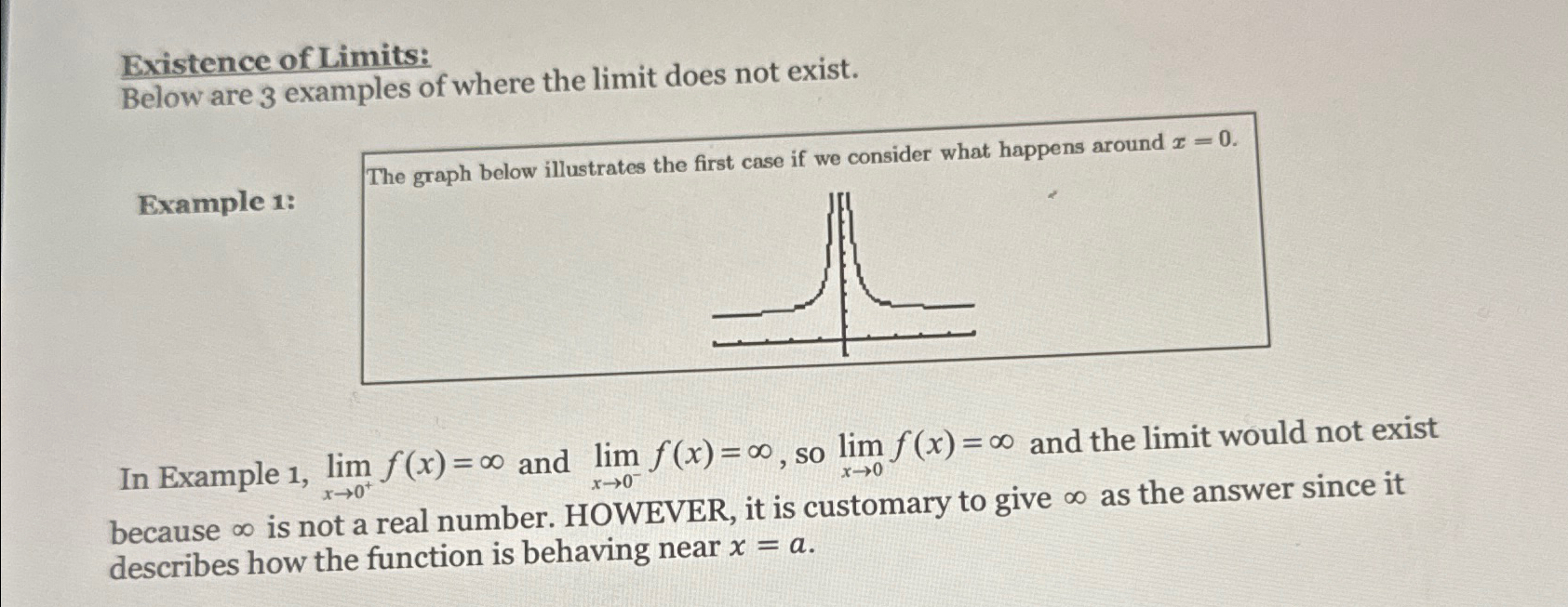 Solved Existence of Limits:Below are 3 ﻿examples of where | Chegg.com