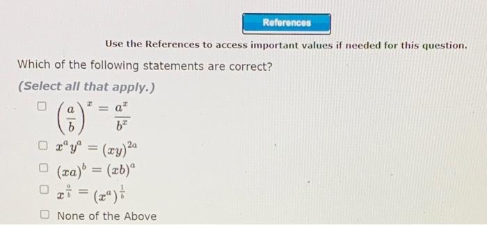 Solved References Use the References to access important | Chegg.com