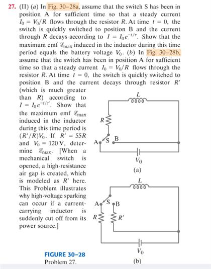 Solved (a) In Figure 30-28a, assume that the switch S has | Chegg.com