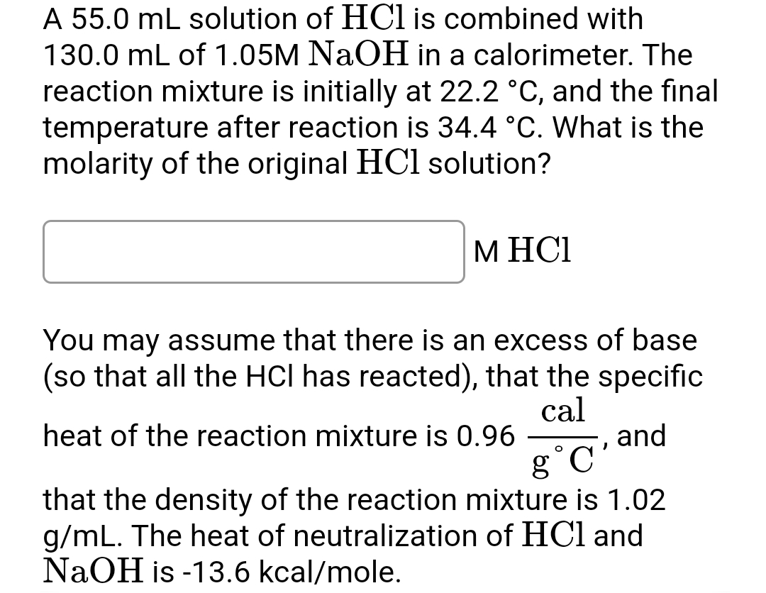 A 55.0 ﻿mL solution of HCl is combined with130.0 ﻿mL | Chegg.com