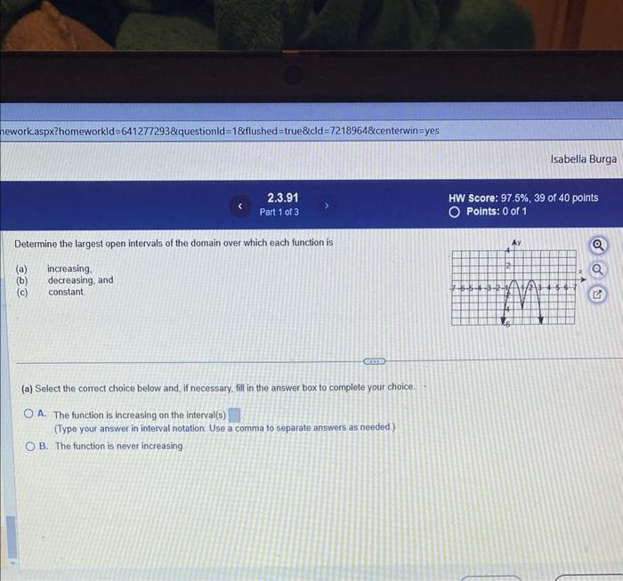 Solved Determine the largest open intervals of the domain | Chegg.com