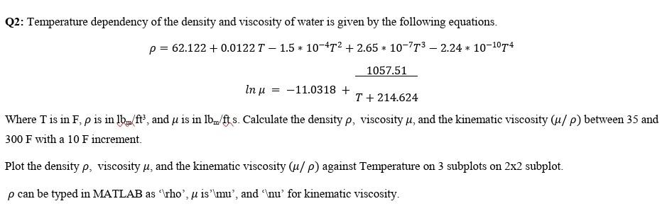 Solved Q2: Temperature dependency of the density and | Chegg.com