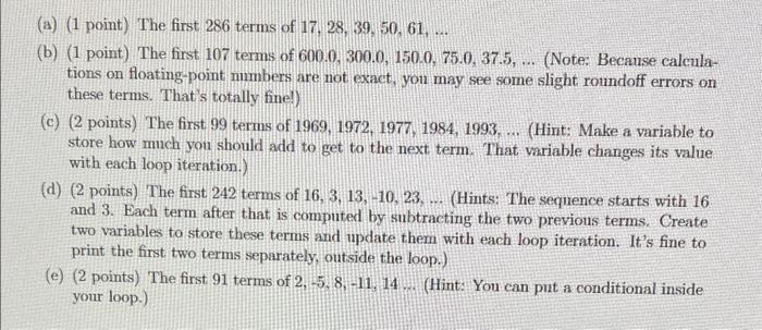 Solved 1. Write a program named sequences.py that prints the | Chegg.com