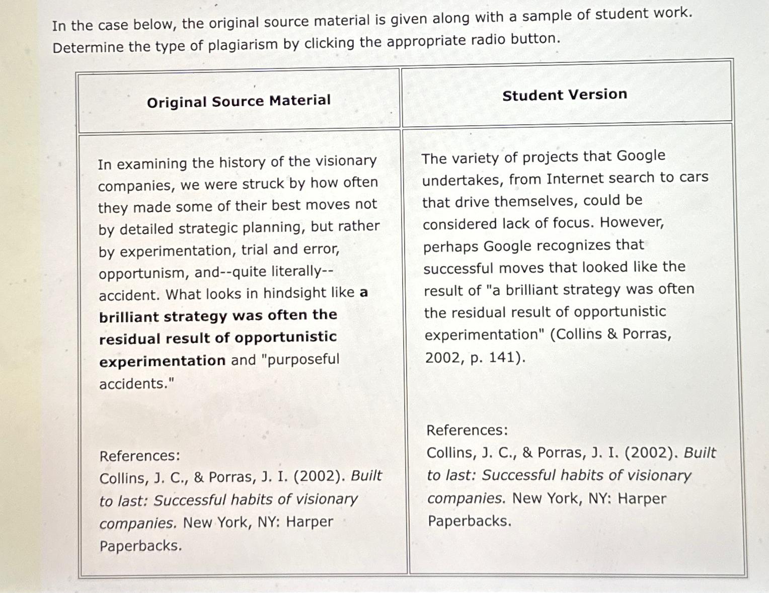 Solved In the case below, the original source material is | Chegg.com