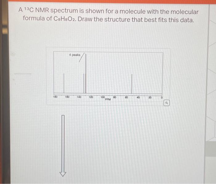 Solved A 13C NMR spectrum is shown for a molecule with the | Chegg.com