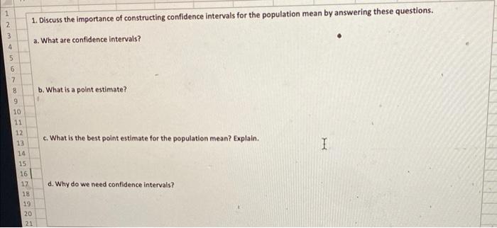 Solved 1. Discuss the importance of constructing confidence | Chegg.com Solved 1. Discuss the importance of constructing confidence | Chegg.com