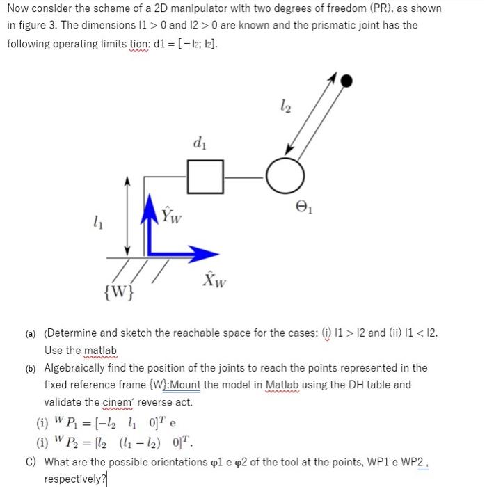 Solved Now consider the scheme of a 2D manipulator with two | Chegg.com